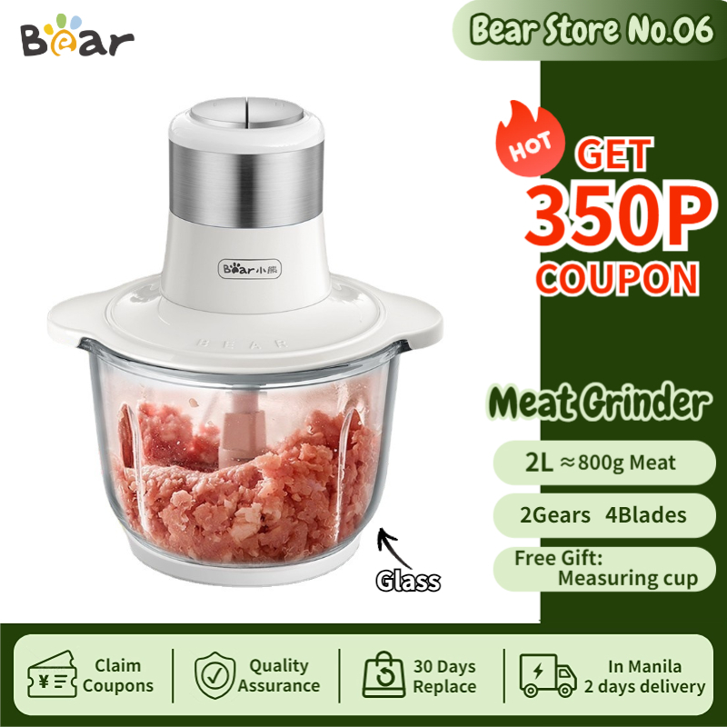 【Bear】Electric Meat Grinder 2L Food Chopper and Blender Stainless Steel ...