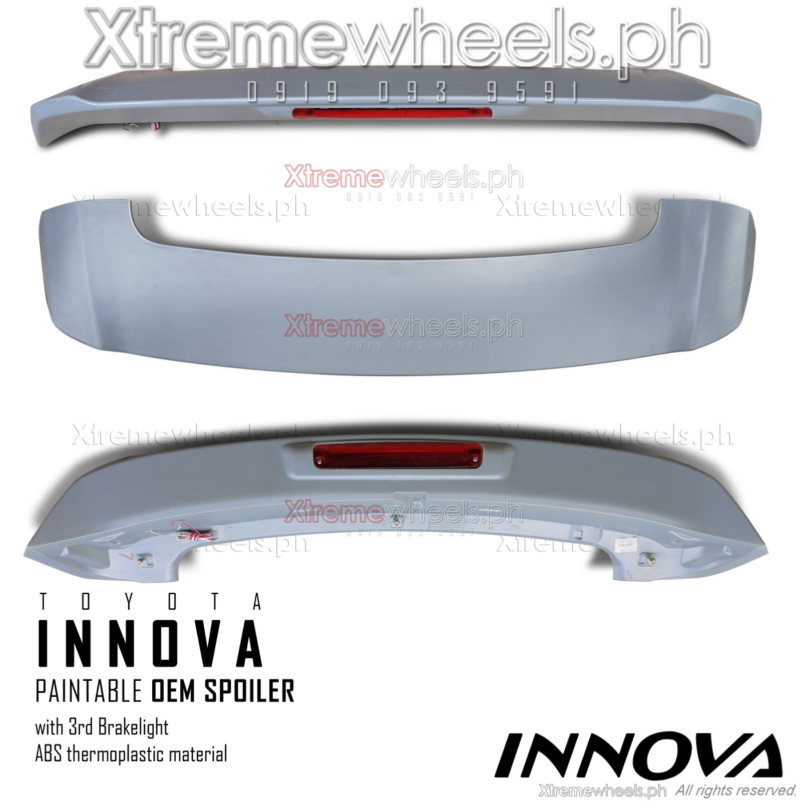 Toyota Innova 2016-2023 Rear Spoiler With 3rd Break Light No Paint ...
