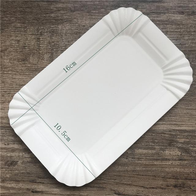 【CW】 Rectangular cake tray White paper plate disposable dinner plate ...