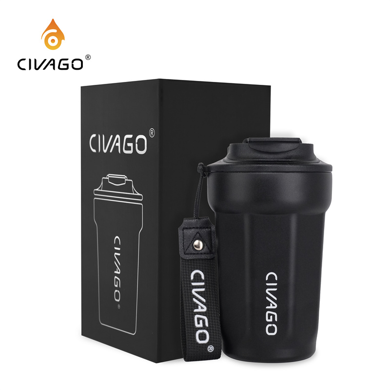Civago（13oz）Ceramic liner Stainless Steel Coffee Mug With Lid Vacuum ...