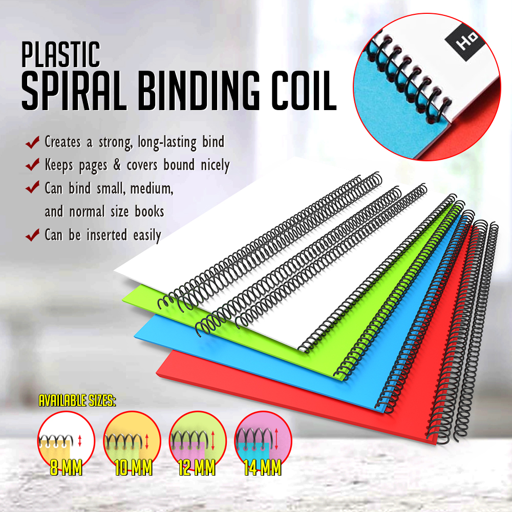 Risefully Plastic Spiral Coil Black A4 (100 pcs per pack) for Coil ...