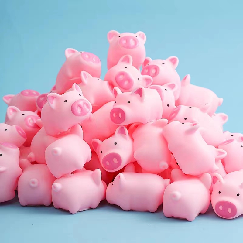 10pcs/set Cute Piglet BB Sound Toy Pink Bath Pig Toys Mini Rubber Pig ...