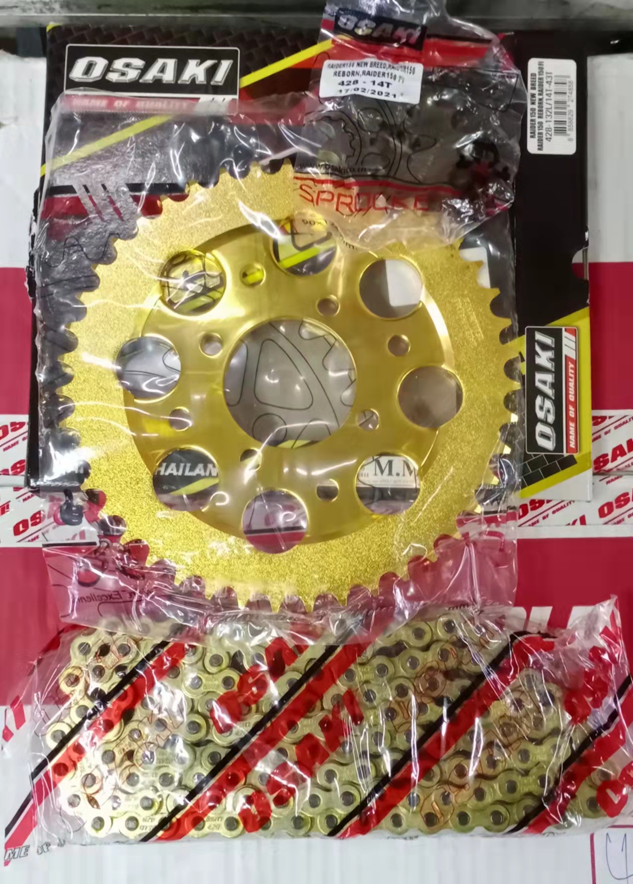 COD OSAKI CHAIN SET RAIDER 150 /RAIDER 150 FI 2NI 1 GOLD 428/43/14 ...