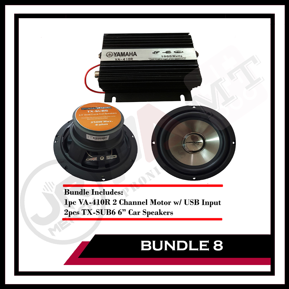 Bundle 8 PROMO: Audioline Motor YW-410A Amplifier w/ USB Input & Radio + 2pcs 6.5" 4 ohms Car ...