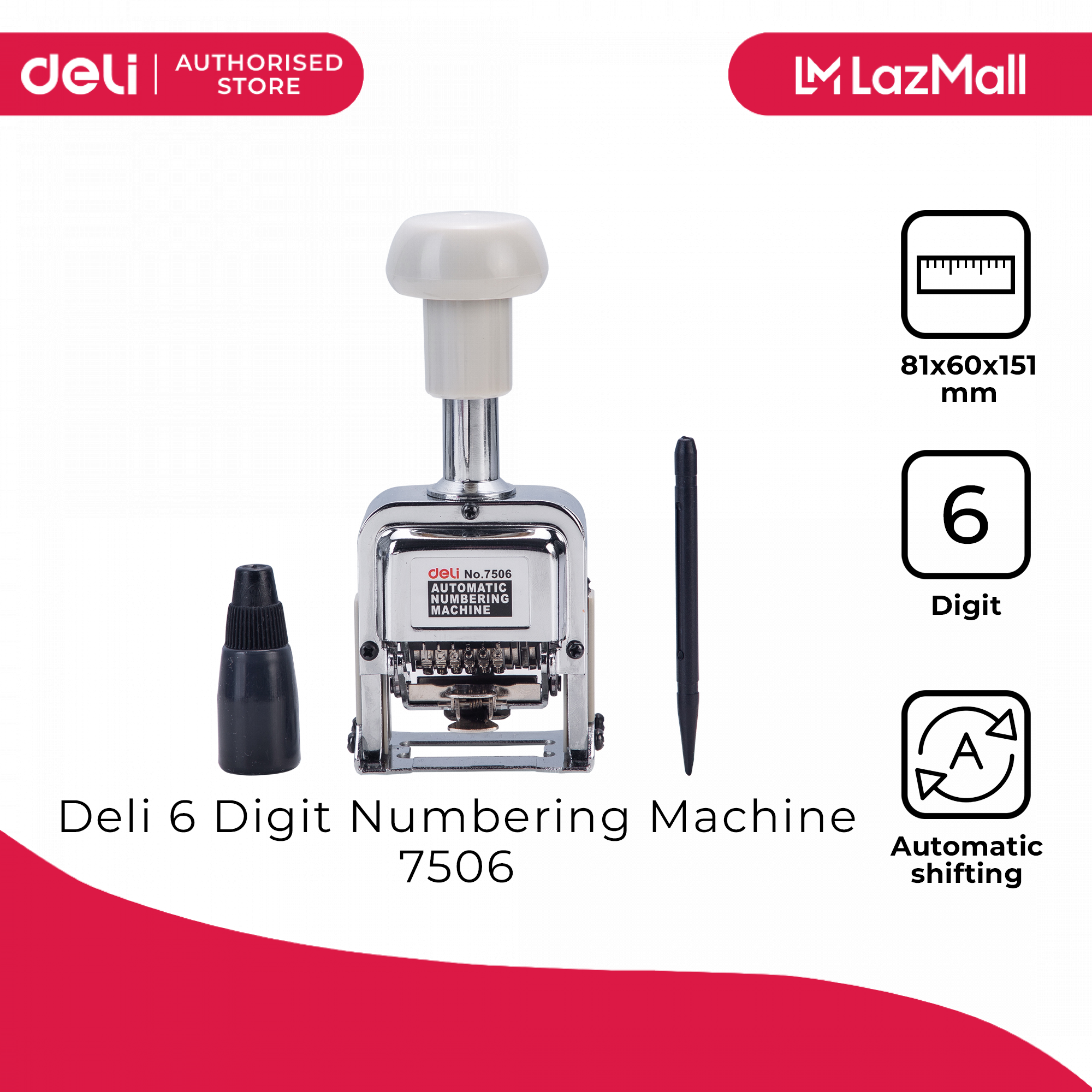 Deli 6 Digit Numbering Machine 7506 [797506] | Lazada PH