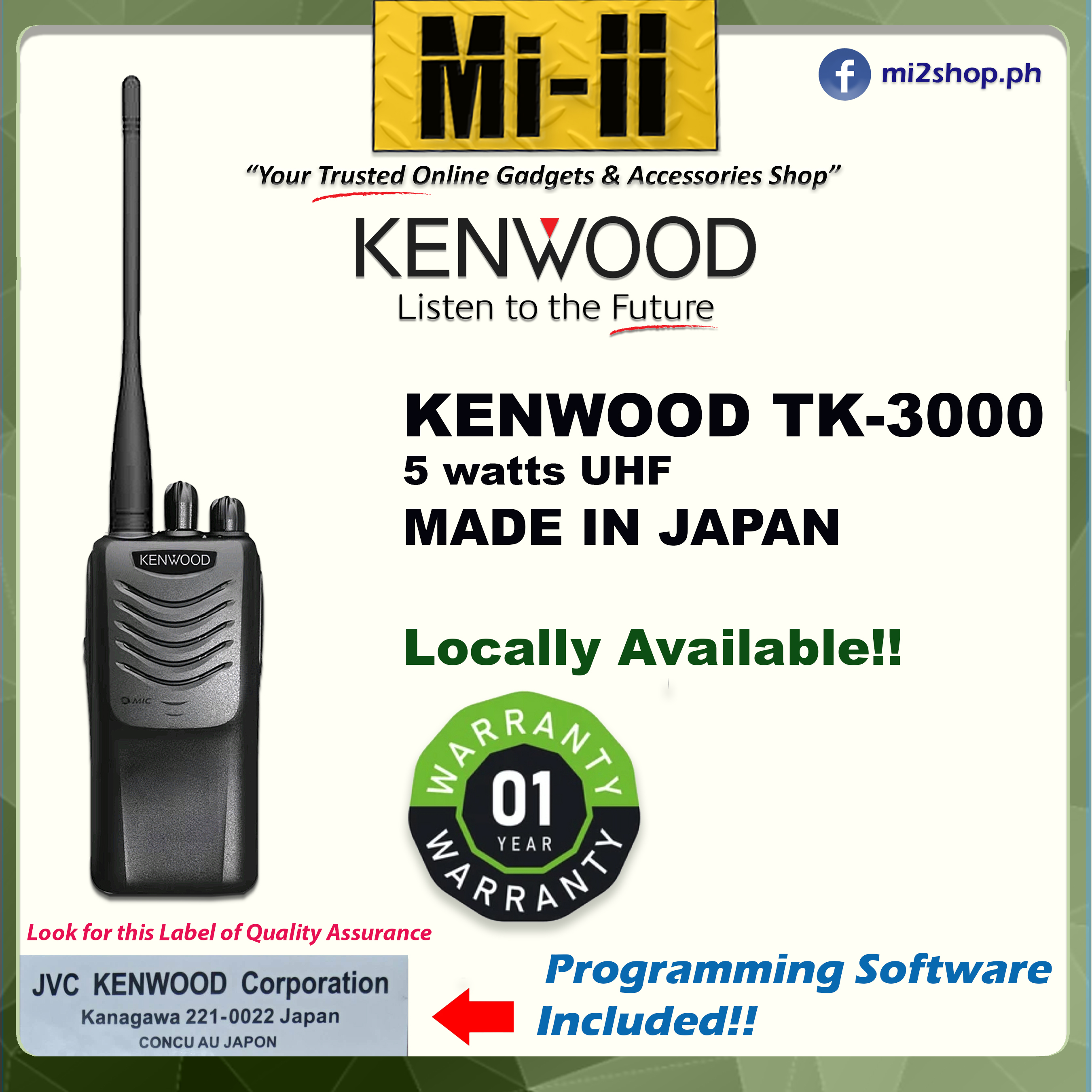 KENWOOD TK 3000 Walkie Talkie Handheld Radio UHF 400-470 mHz . KENWOOD ...
