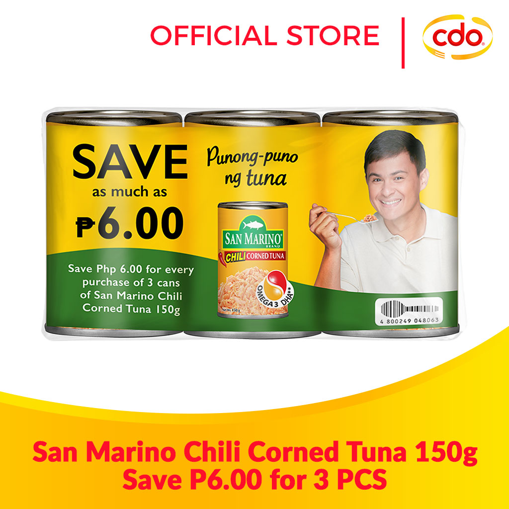 SAVE P6.00! SAN MARINO Chili Corned Tuna 150g (3PCS) | Lazada PH