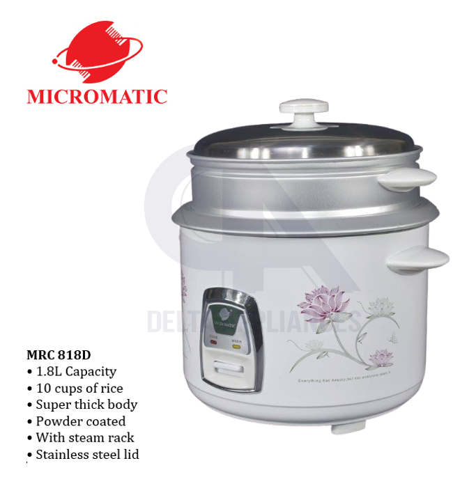 Micromatic Rice Cooker With Steamer Original 1 Year Warranty MRC 818D ...