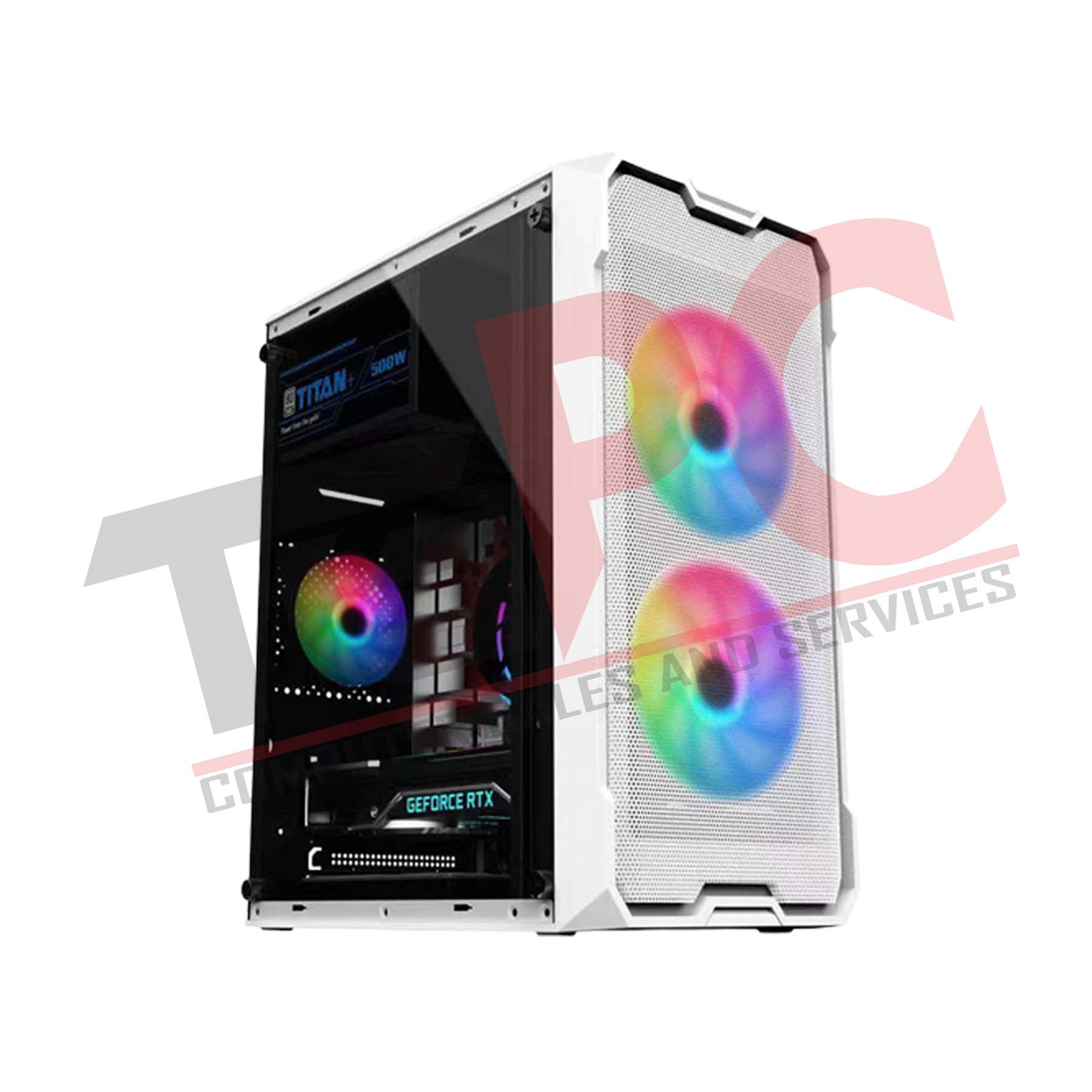 KEYTECH T100 TEMPERED GLASS Side MESH Front panel, Gaming PC Case Black ...