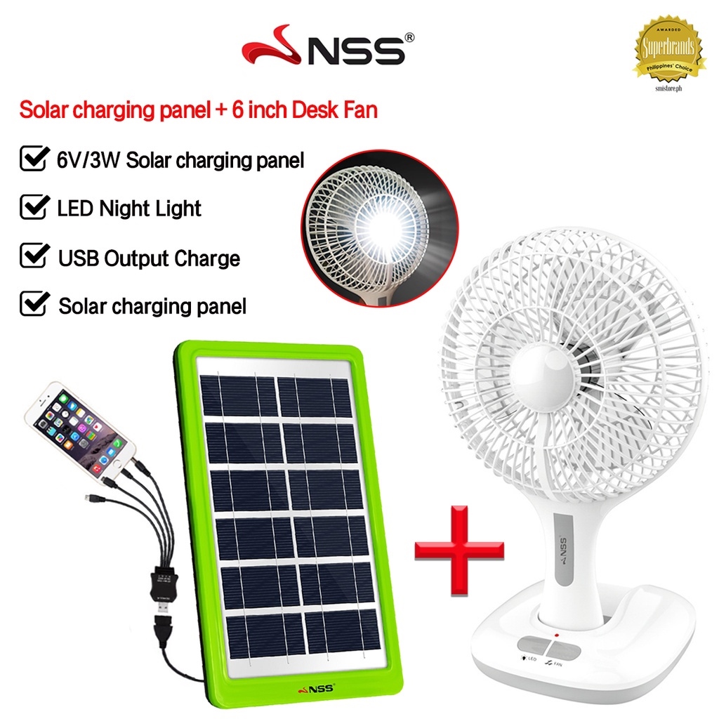 NSS Solar fan with panel Solar Electric Fan Rechargeable fan 12 with ...