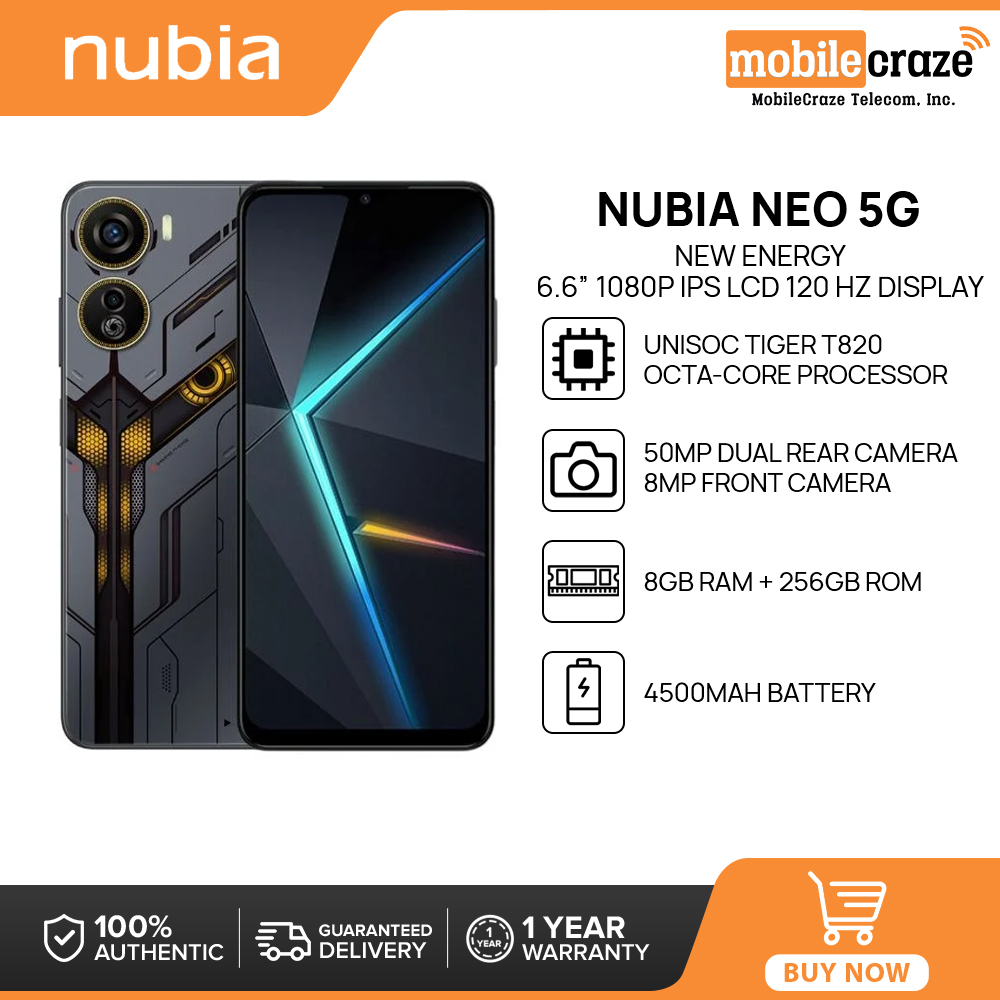 Nubia Neo 5G Smartphone | 8GB+256GB | Unisoc Tiger T820 | 6.6” IPS LCD 120Hz Display | 50MP Dual ...