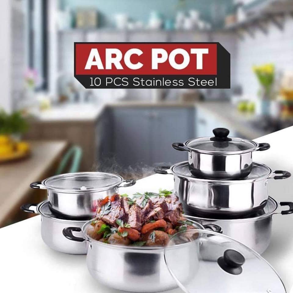 10 PCS ARC POT STAINLESS STEEL COOKWARE SET | Lazada PH