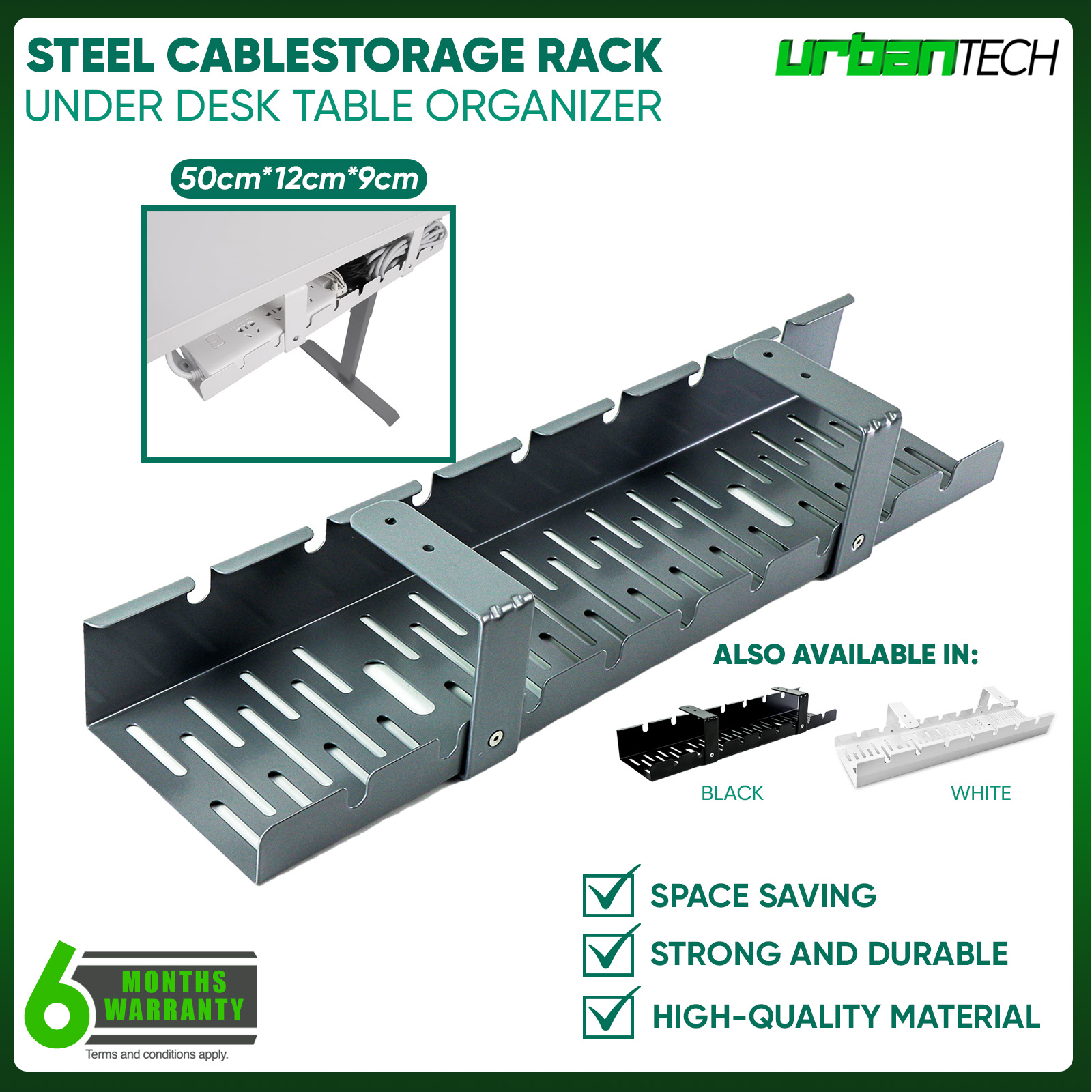 Steel Cable Storage Rack Under Desk Cable Organizer Cable Holder Cable ...