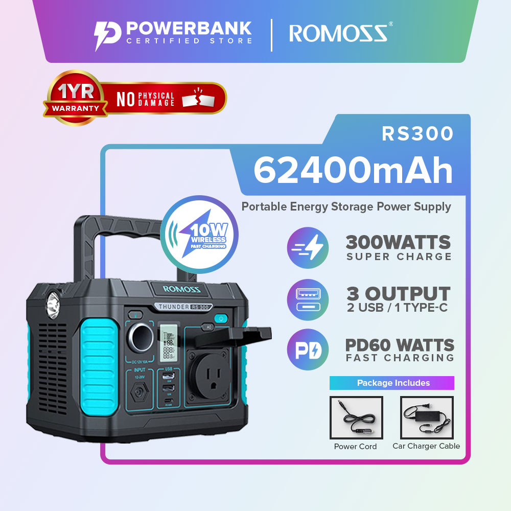 Romoss RS300 300W Outdoor Battery Fast Charging Powerbank 220V Home ...