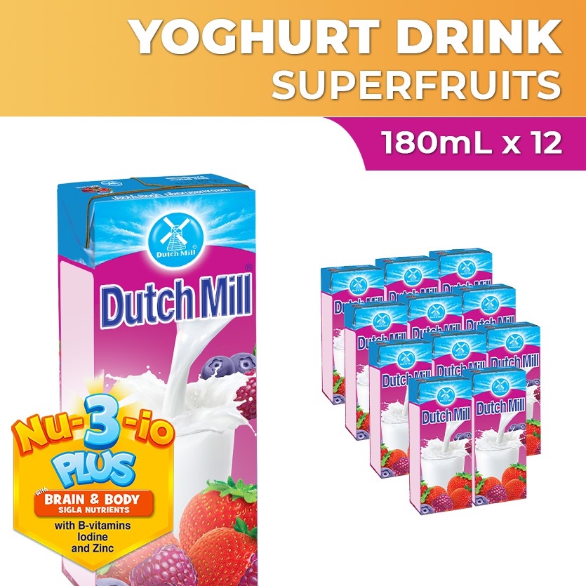Dutch Mill Yoghurt Drink Superfruits with Mixed Berries Juice 180ml x ...