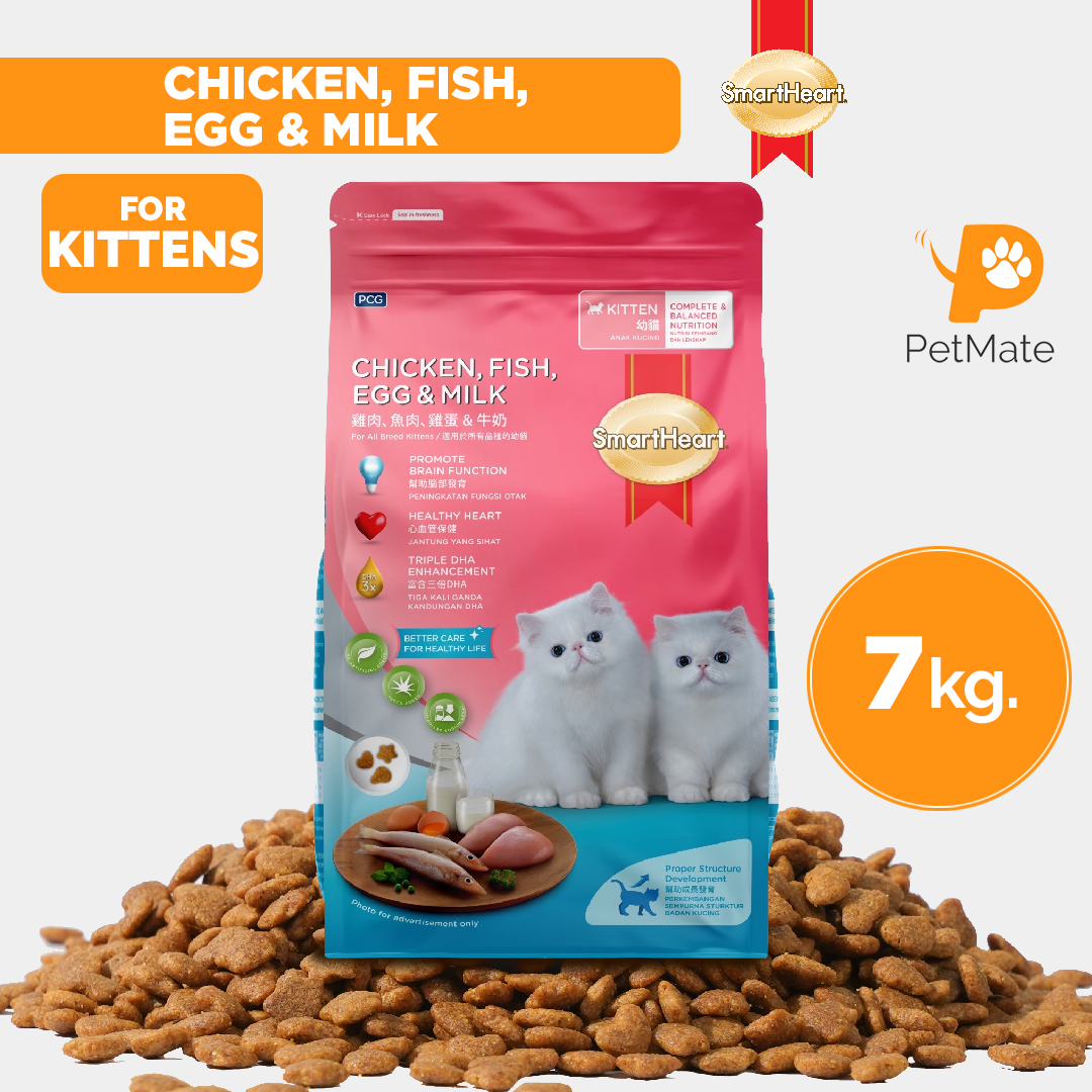 SmartHeart Kitten Chicken, Egg, Milk, Fish 7kg - PetMate dry food shiny ...