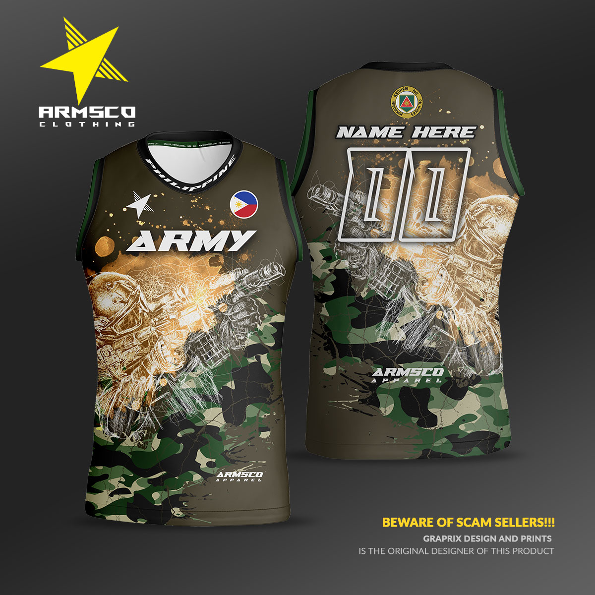 Army Jersey Full Sublimation - Handrawn ArmsCo - Mens Clothing ...