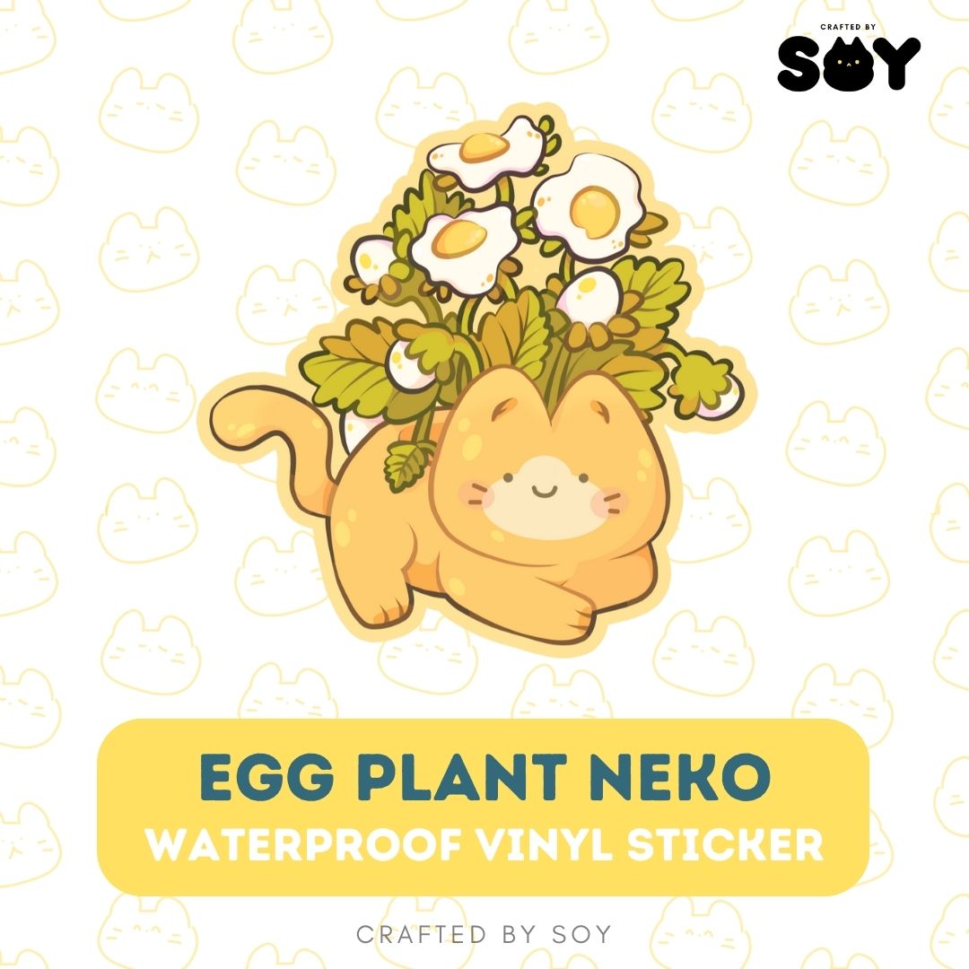 Egg Plant Neko Waterproof Vinyl Sticker | Tumbler, Laptop Deco ...