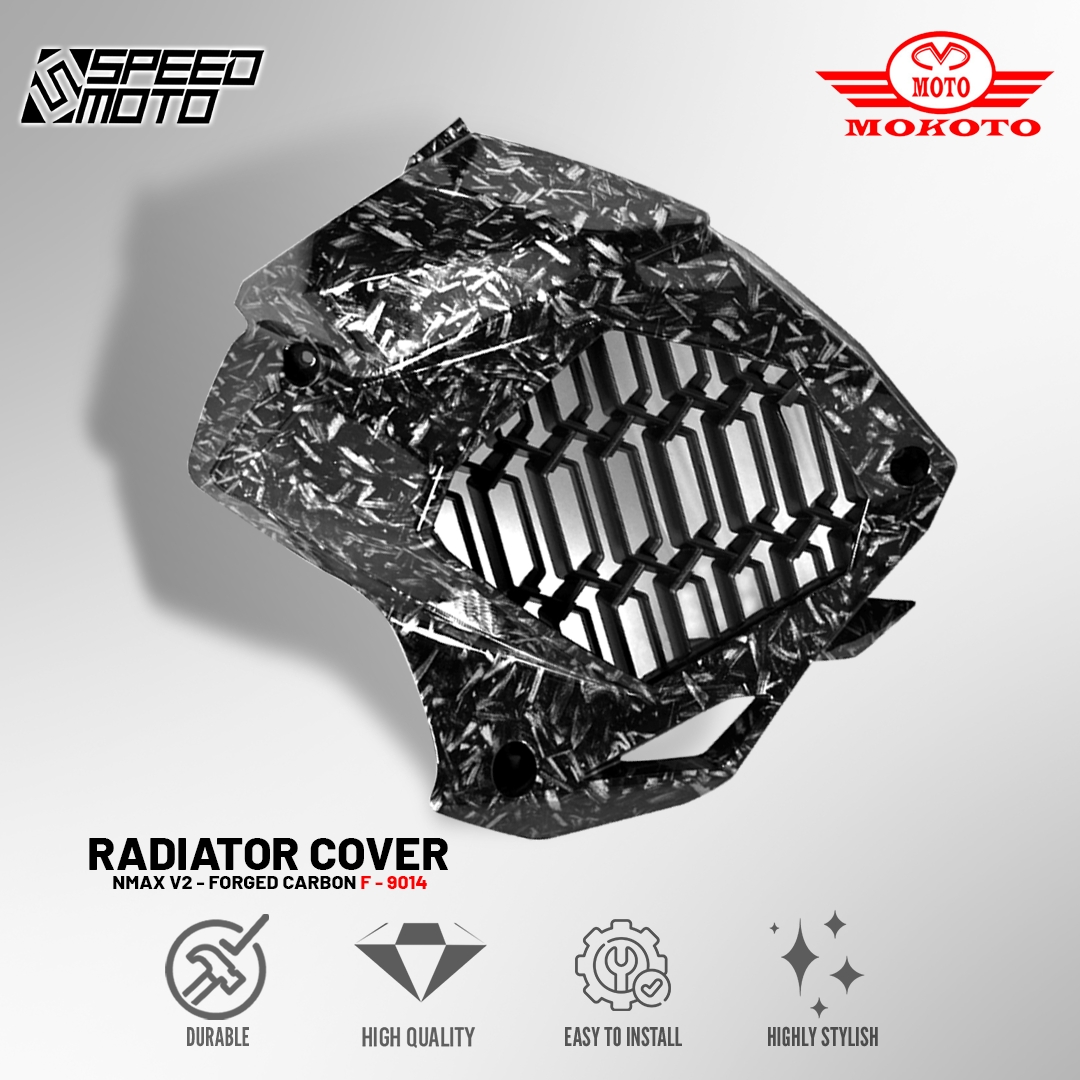 MOKOTO YAMAHA NMAX V2 RADIATOR COVER GLOSSY HYDRO-DIP FORGED CARBON ...