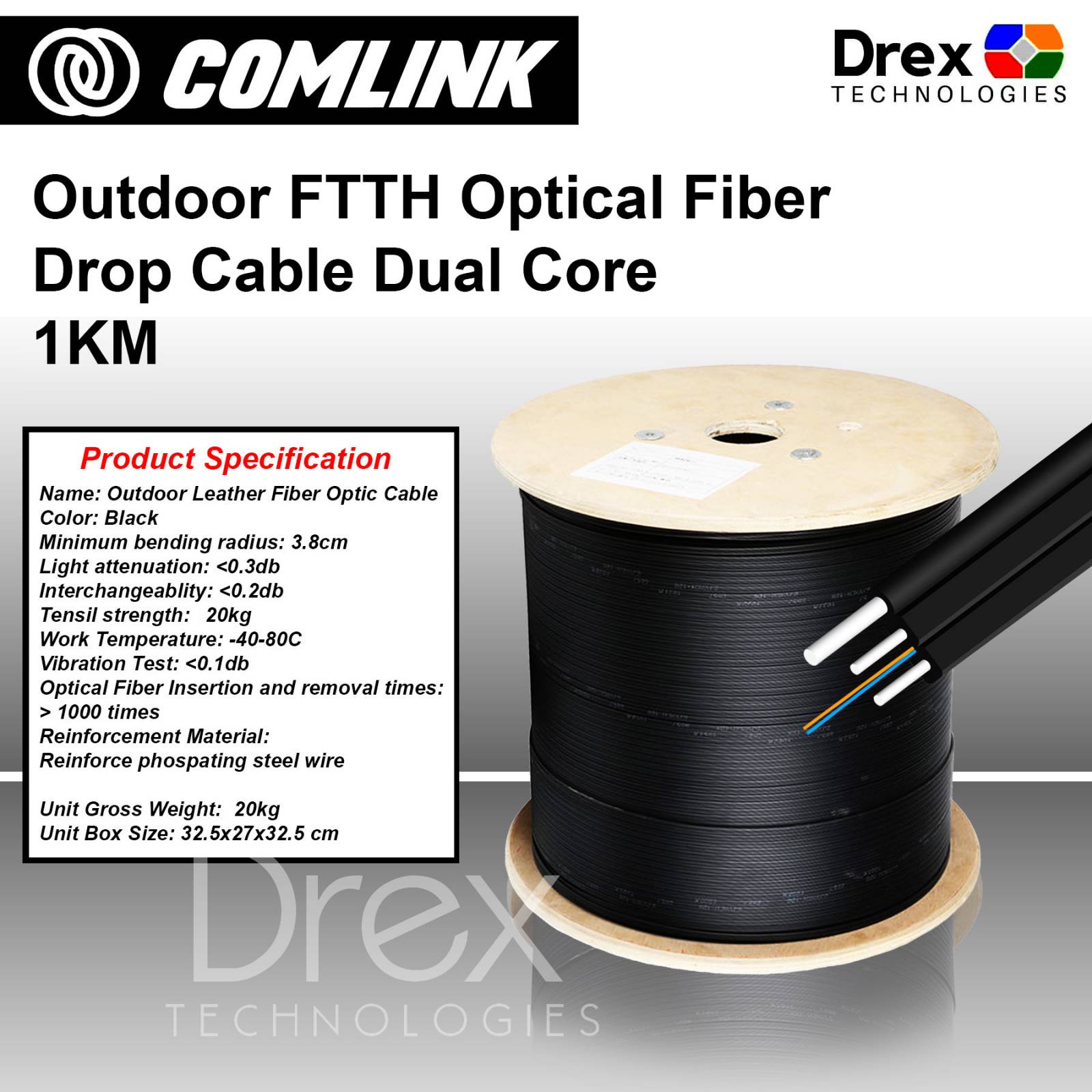 Comlink 1KM 2Core Outdoor FTTH Optical Fiber Drop Cable 2core Lazada PH comlink-1km-2core-outdoor-ftth-optical-fiber-drop-cable-2core-lazada-ph