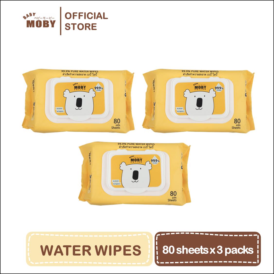Baby Moby 99.9% Water Wipes 80's Pack of 3 | Lazada PH