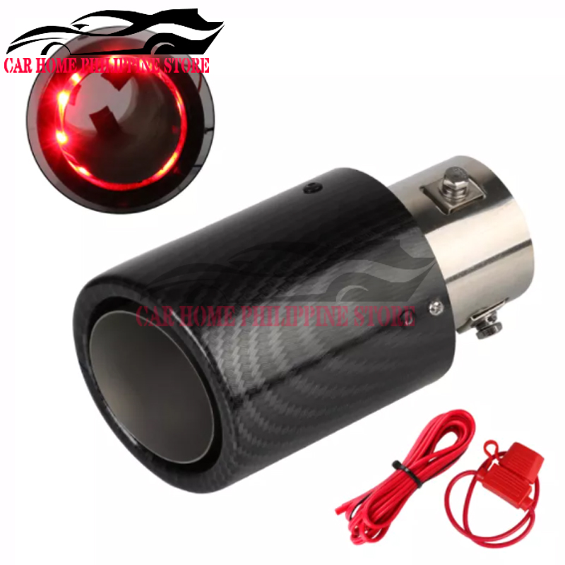 Universal Car Modified 35-63mm Exhaust Muffler Tip Tail Pipe Carbon ...