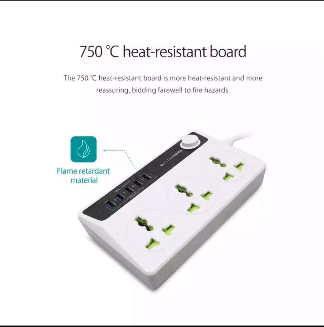 Bavin 3 Power Socket Extension 17W with 5 Slot 3.4A Universal AC USB ...