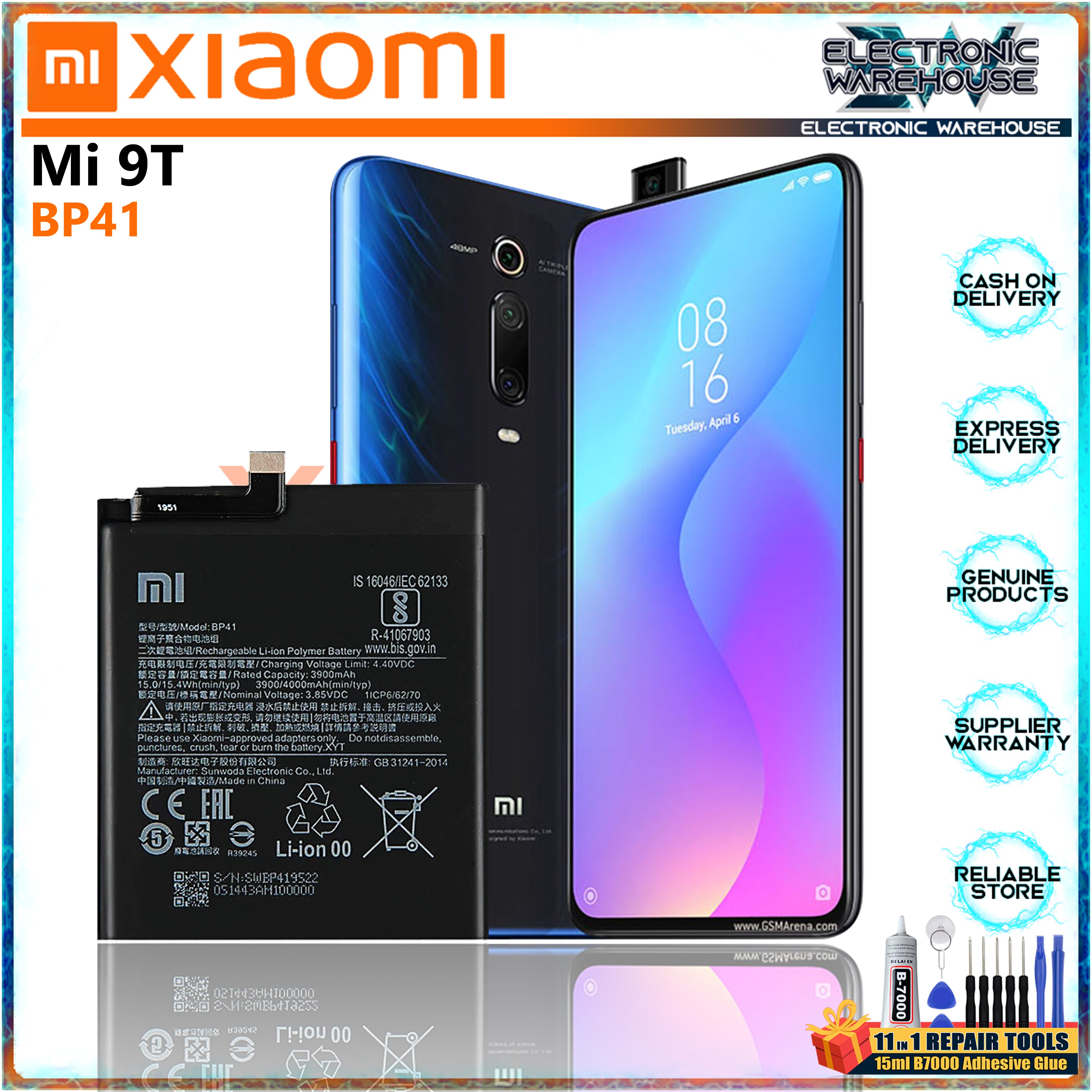 Battery for Xiaomi Mi 9T Model BP41 4000mAh Capacity | Lazada PH