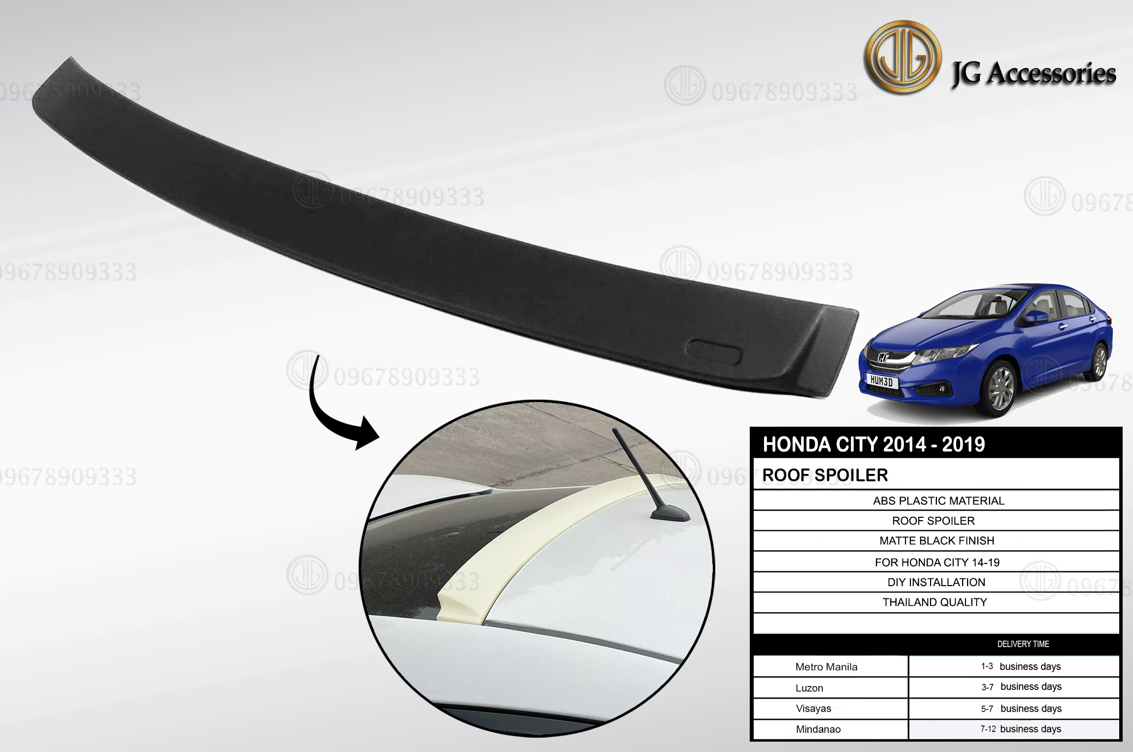 HONDA CITY 2014 2015 2016 2017 2018 2019 ROOF SPOILER / ROOF WING ...