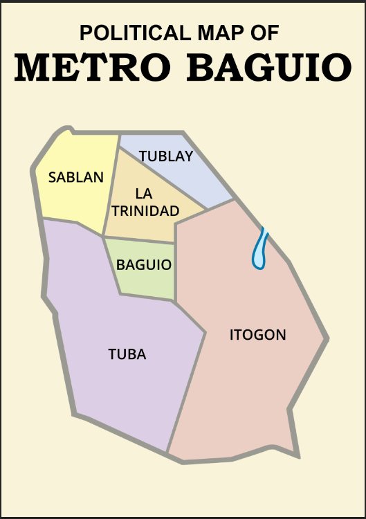 Metro Baguio Political Map A4 Laminated Chart | Lazada PH