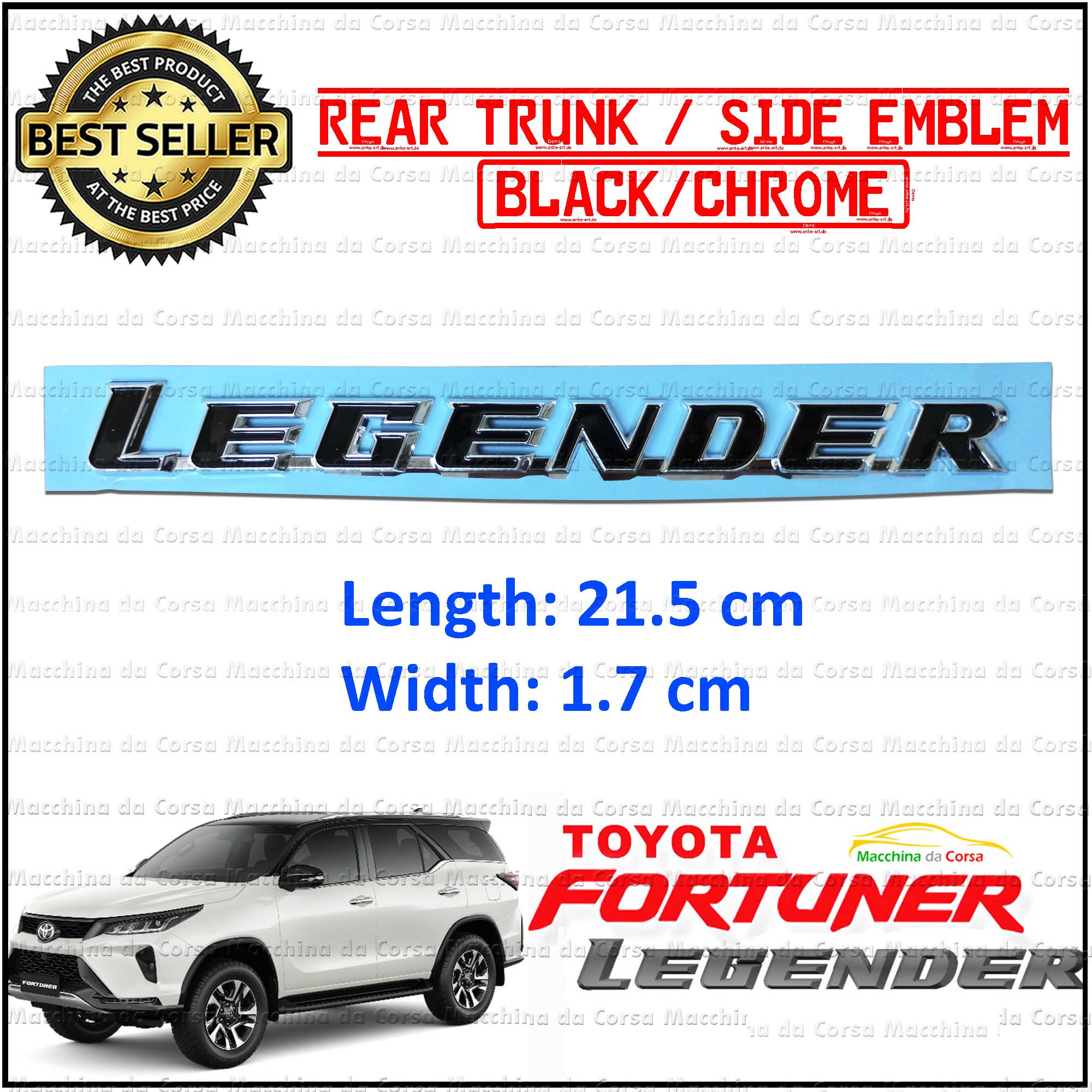 LEGENDER Rear Trunk Emblem / Side emblem for Toyota Fortuner Legender ...