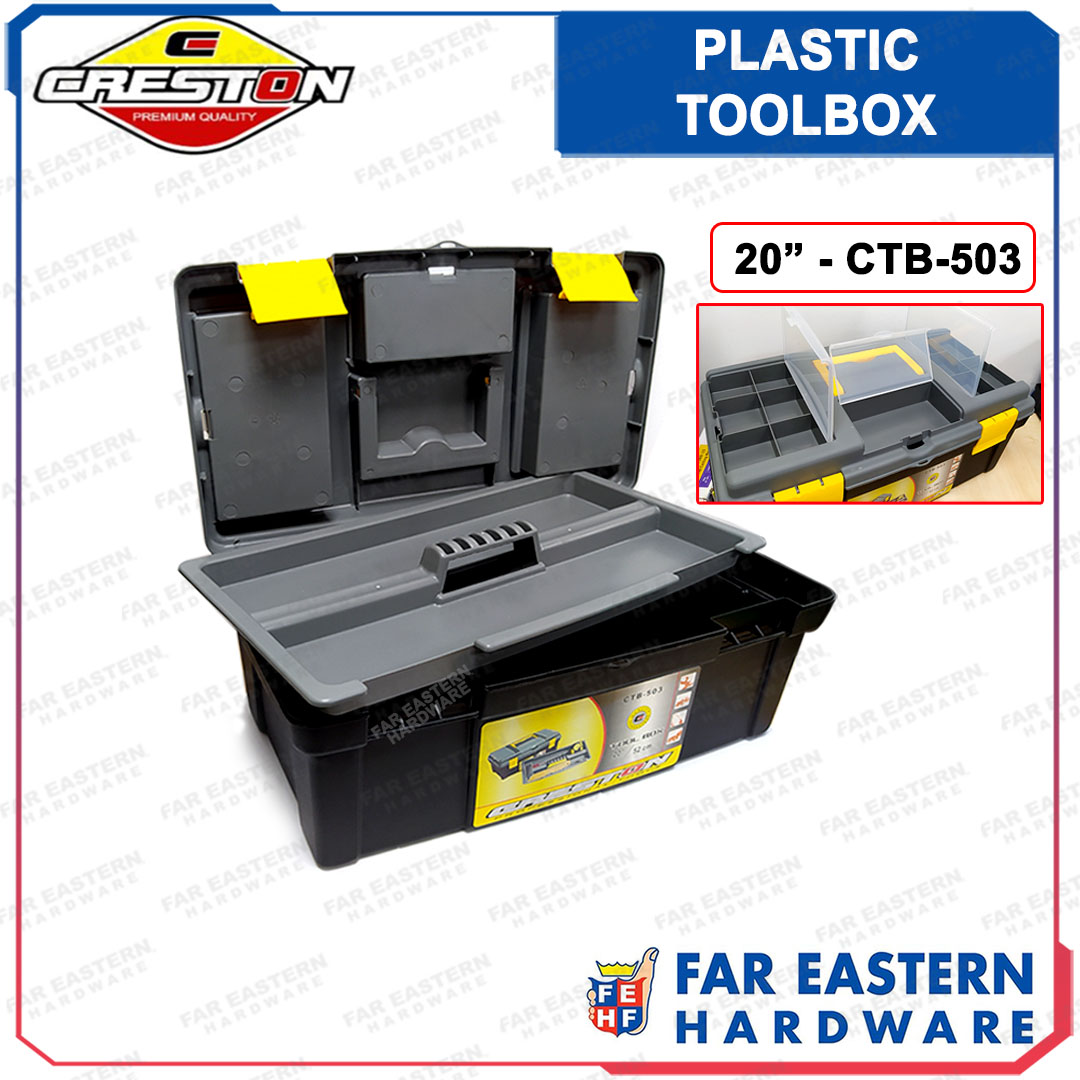 CRESTON Plastic Toolbox Organizer Storage Tool Box 20" CTB-503 CRHT ...