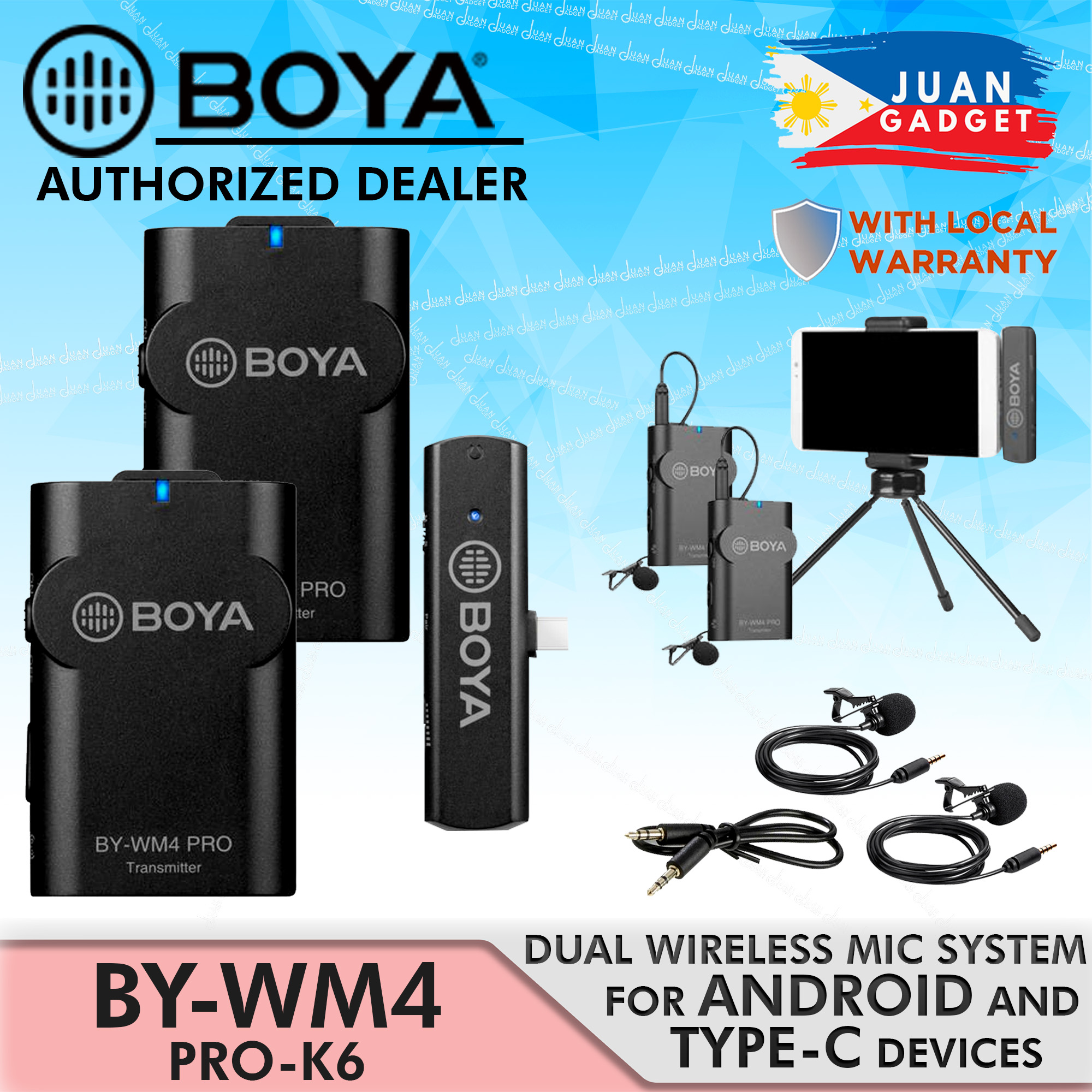 Boya BY-WM4 PRO-K6 Dual-Channel Digital Wireless Microphone System for ...
