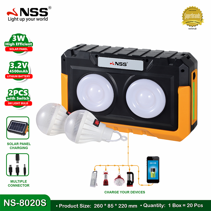 NSS Solar Panel Lighting Kit Solar System with 3 LED bulbs Multi ...