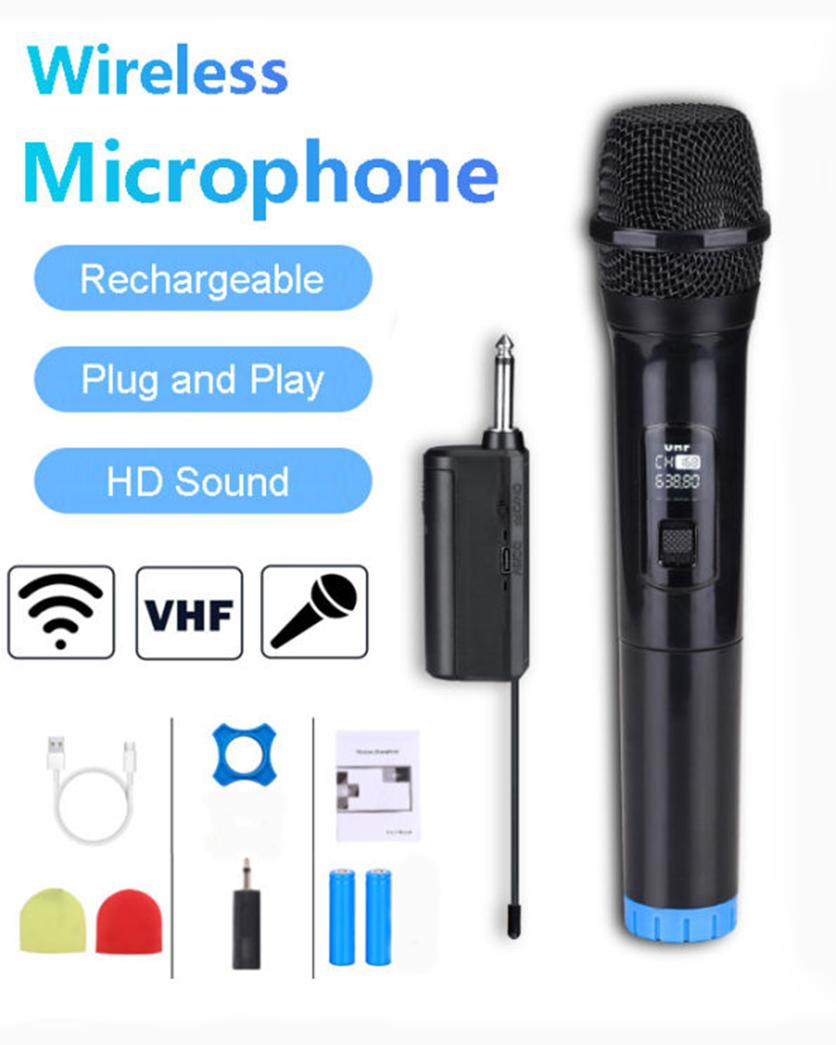 K001A - Wireless Handheld Rechargeable Microphone Uhf Dynamic Mic ...