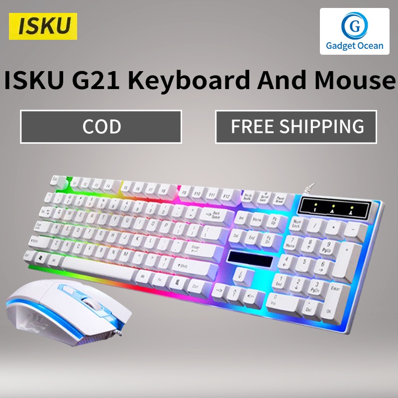 ISKU G21 Mechanical Gaming Keyboard USB Wired Rainbow RGB Keyboard 104 ...
