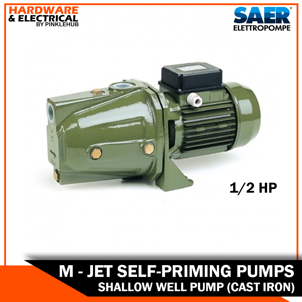 SAER SHALLOW WELL PUMP CAST IRON 1/2 HP M - JET SELF-PRIMING PUMPS ...