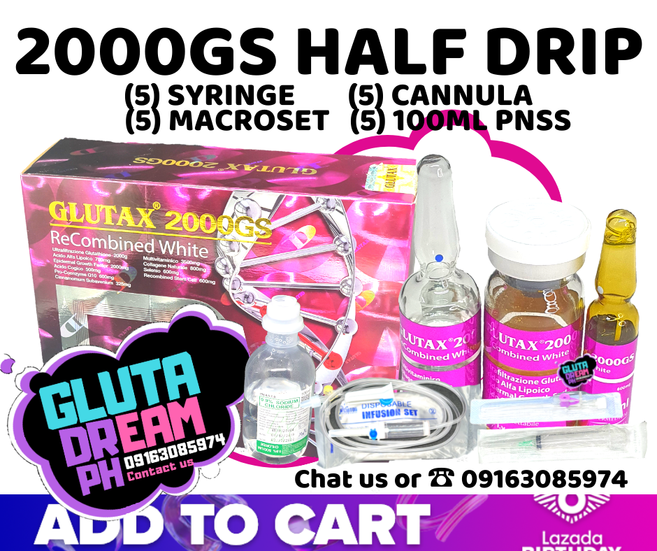 GLUTA DREAM PH GLUTAX 2000GS RECOMBINED WHITE HALF DRIP SET ︎ 5 VIALS ...