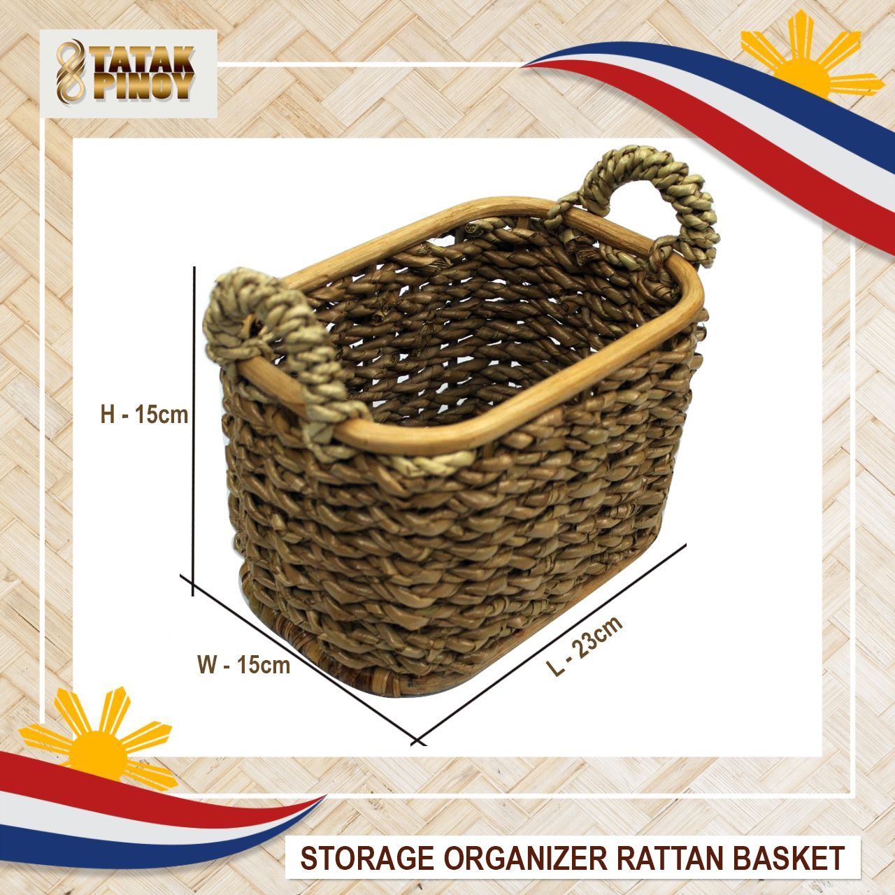 TATAK PINOY Rattan Basket Storage Baskets Shelf Organizer Container ...