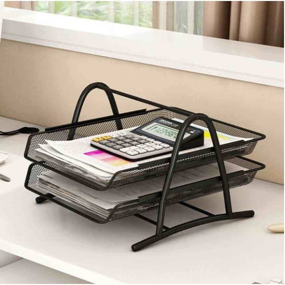 2/3/4 Layers File Tray Metal Mesh Tray Rack Magazine Holder File Metal ...