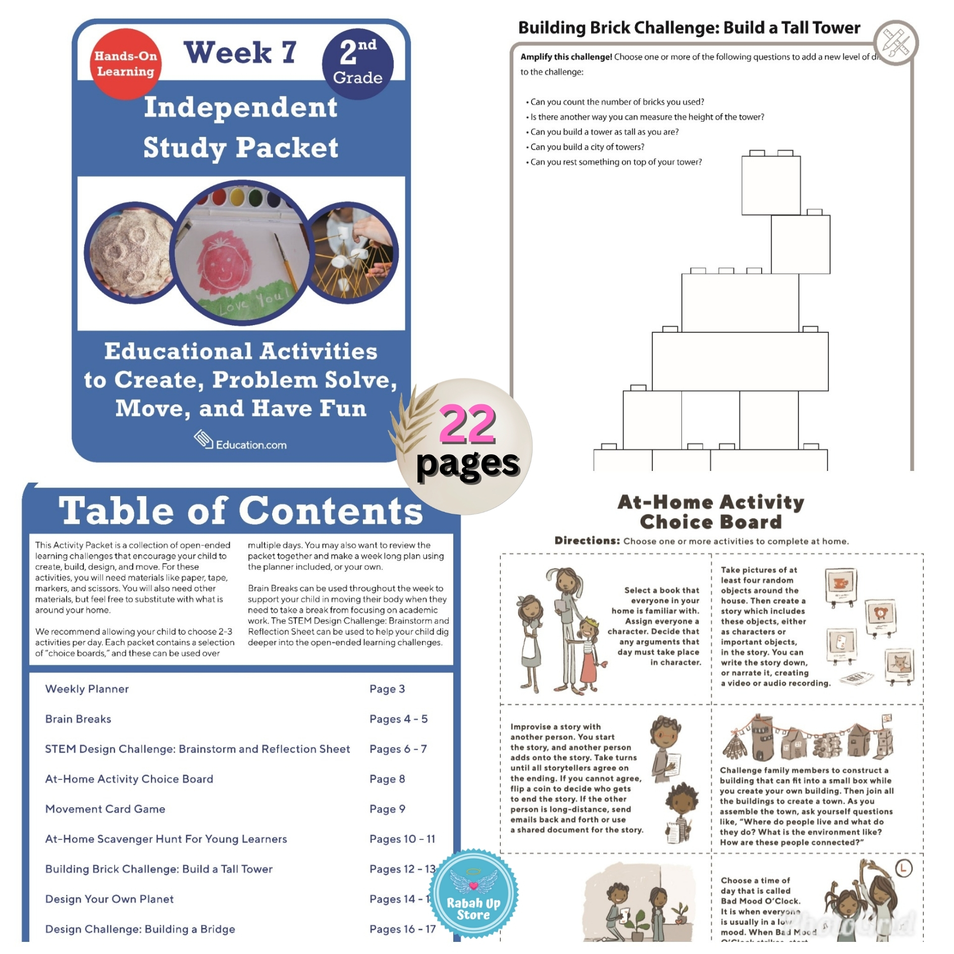 GRADE 2 Independent Study Pack Worksheet/Workbook HomeSchool Learning ...