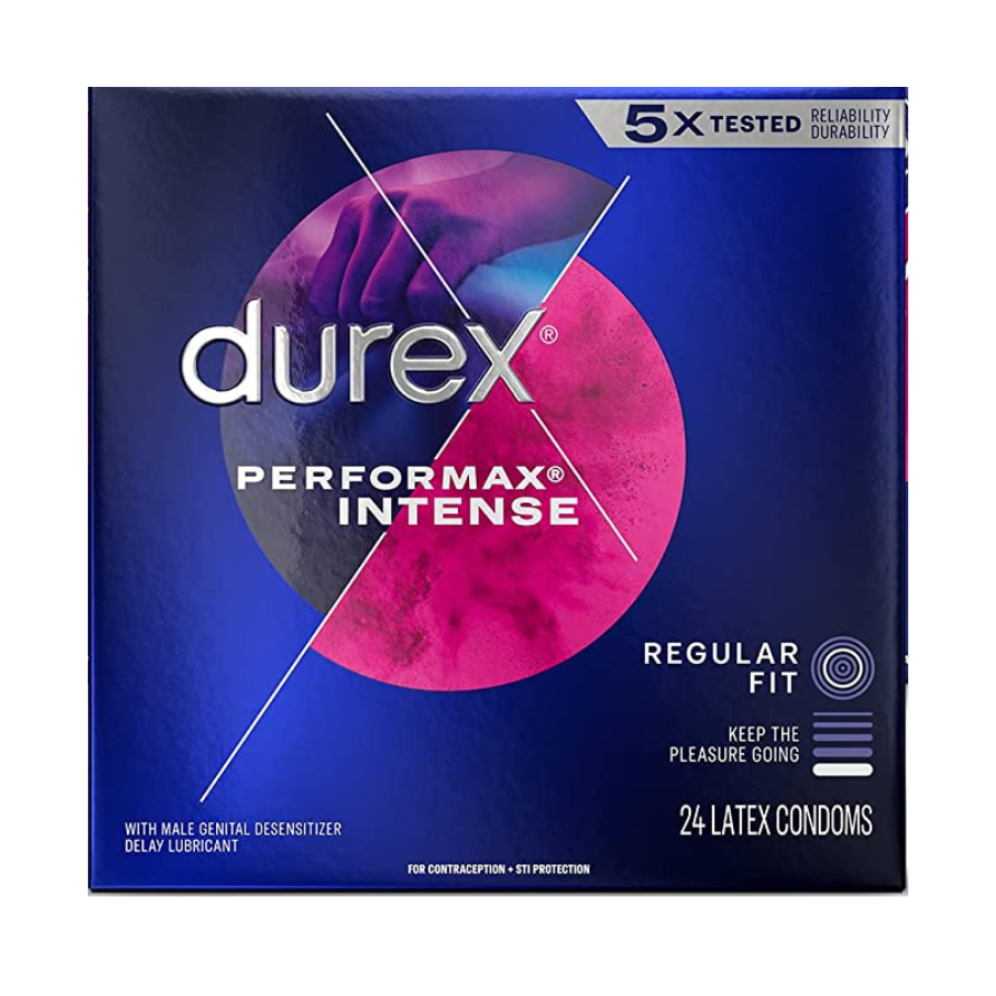 Durex Performax Intense Natural Rubber Latex Condoms, Regular Fit, 24 ...