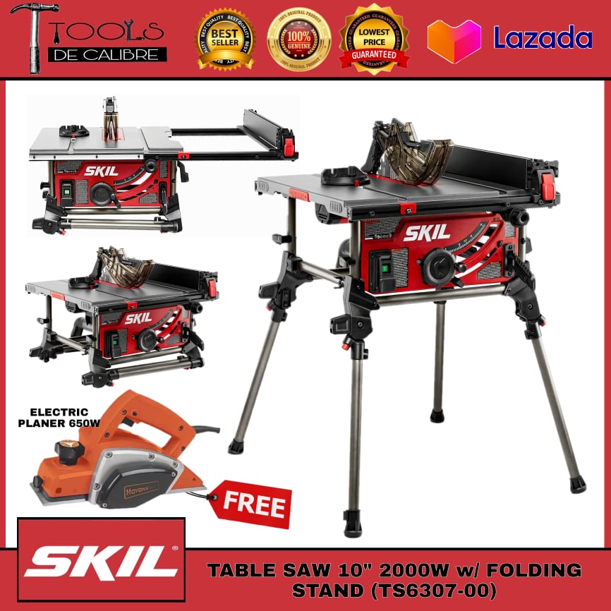 SKIL TABLE SAW 10" 2000W w/ Folding Stand (TS6307-00) and FREE Hoyoma ...