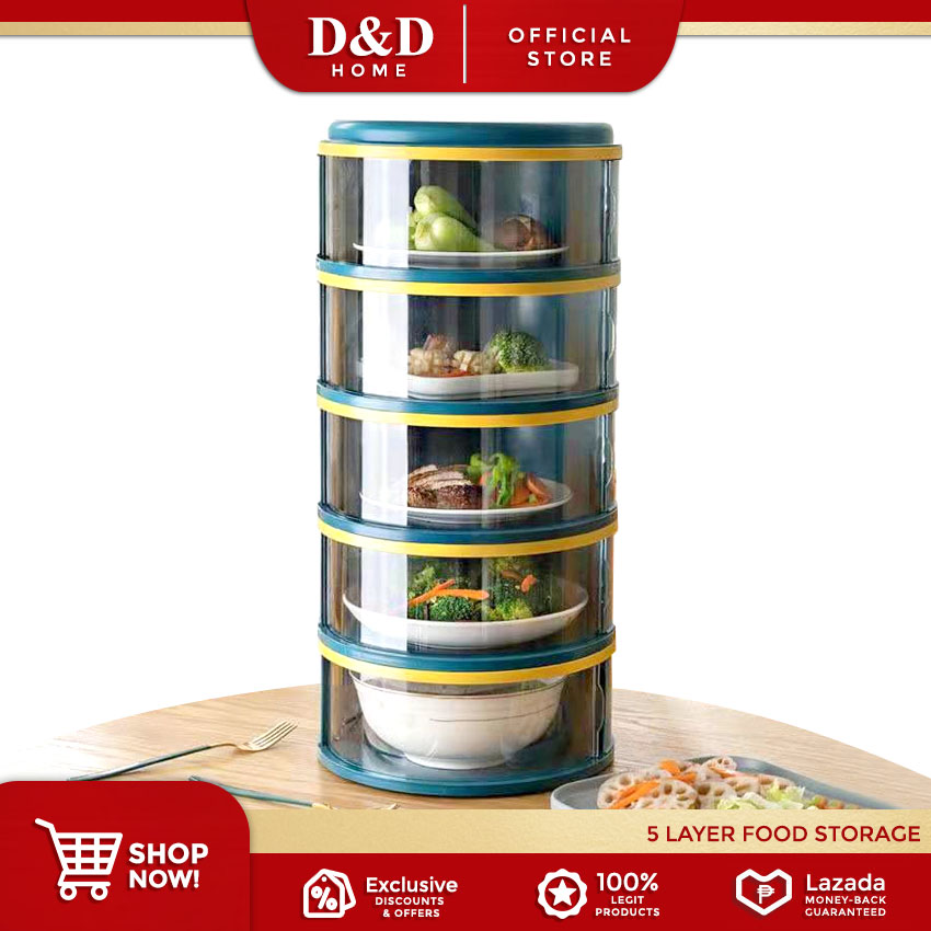 D&D Home | 5 Layer Food Storage Container with Cover and Sliding Door ...