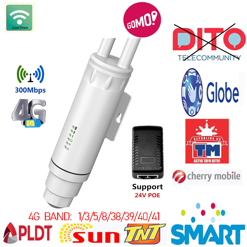 Outdoor POE 4G Wifi Router 300Mbps Wireless Sim Slot AP 24V POE LAN&WAN ...