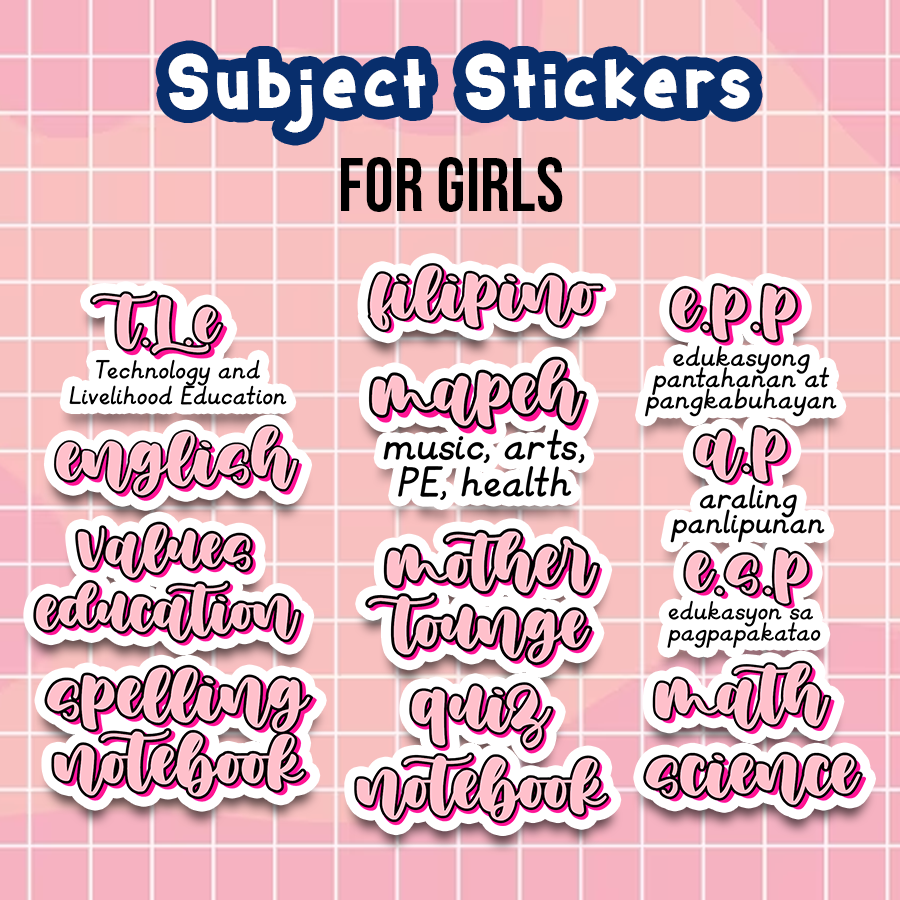 13 pcs. Aesthetic School Subjects Sticker Labels Notebook Labels ...