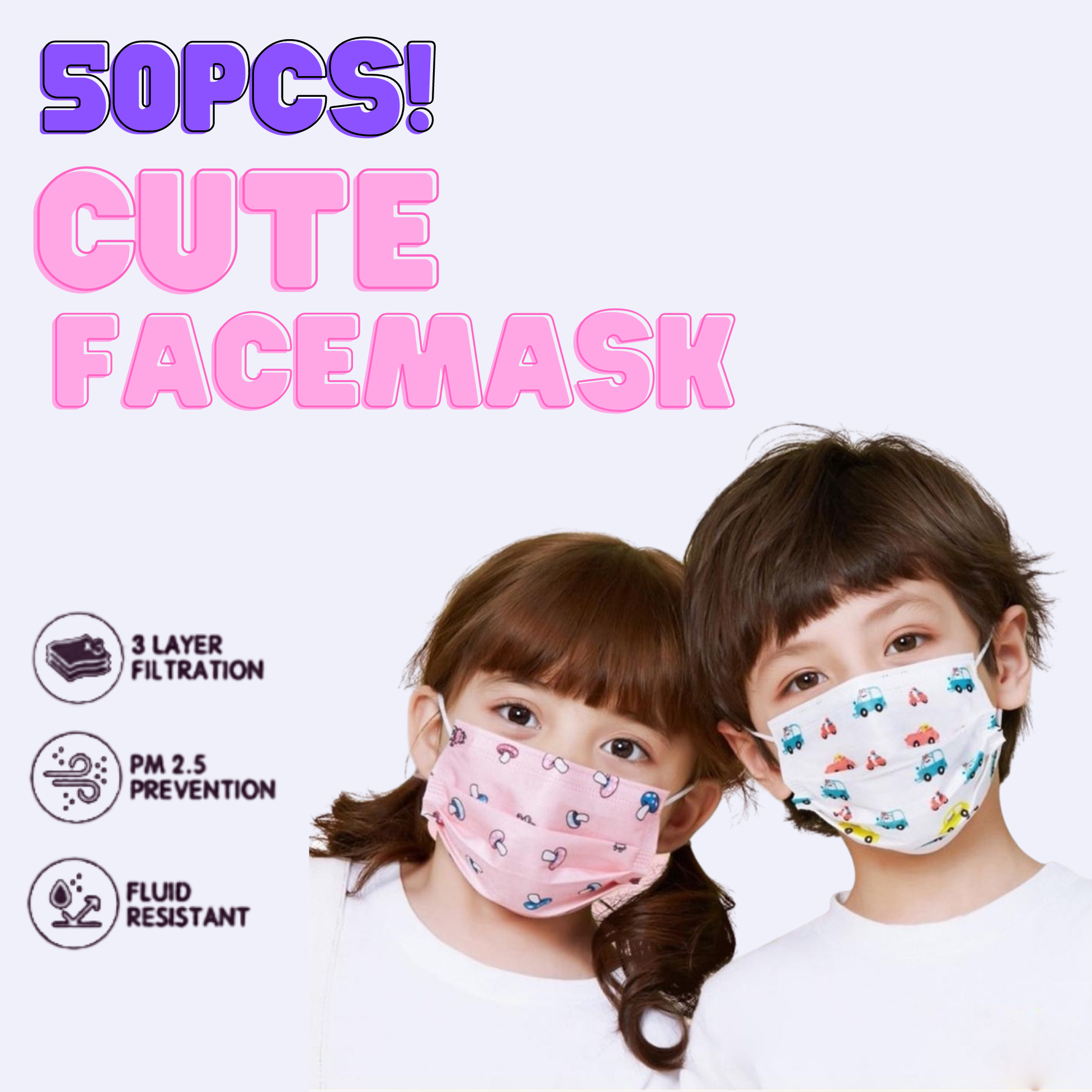 50PCS Cute Disposable Facemasks for Kids | Lazada PH