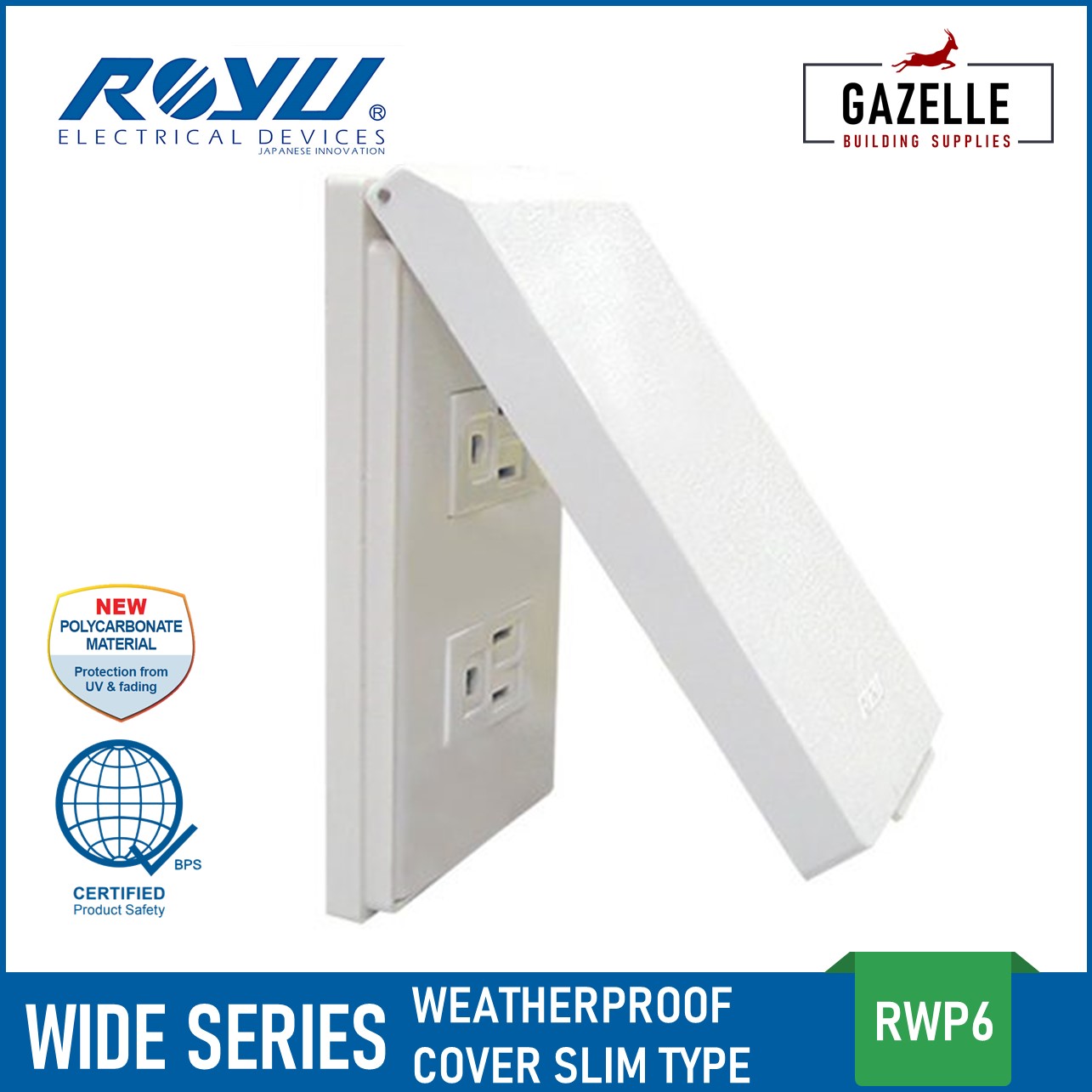 Royu Wide Series Weatherproof Plate Cover Slim Type - RWP6 | Lazada PH