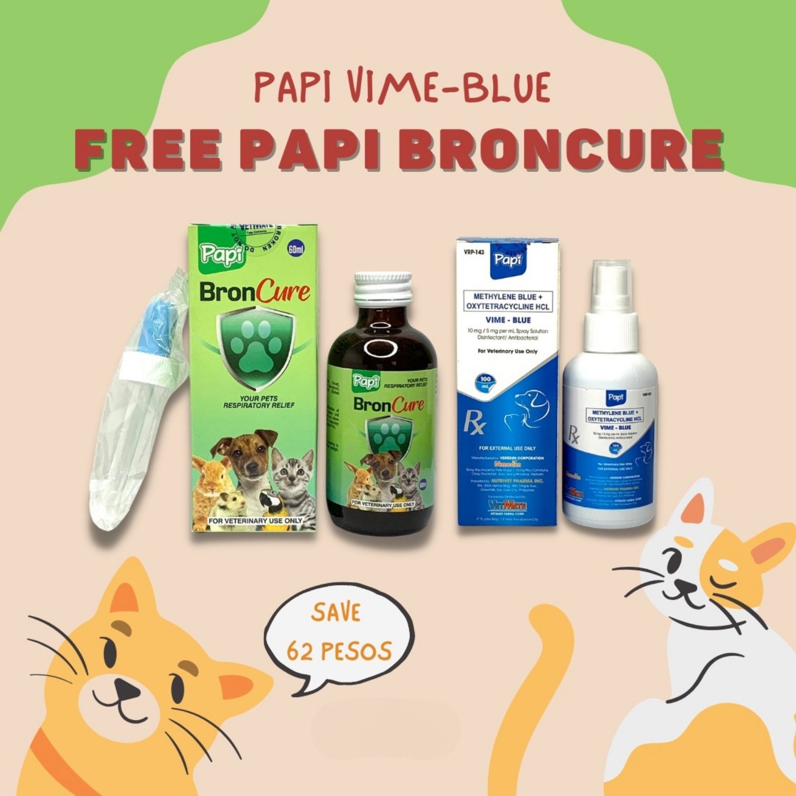 [FCR AGRIVET] BUY 1PC PAPI BRONCURE GET 1 PAPI VIME-BLUE SAVE 62 ...