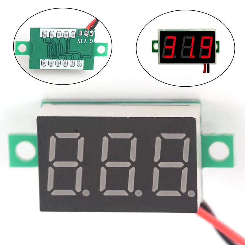 MWJ 3-Wires Mini DC 0-100V Voltmeter LED Panel 3-Digital Display ...